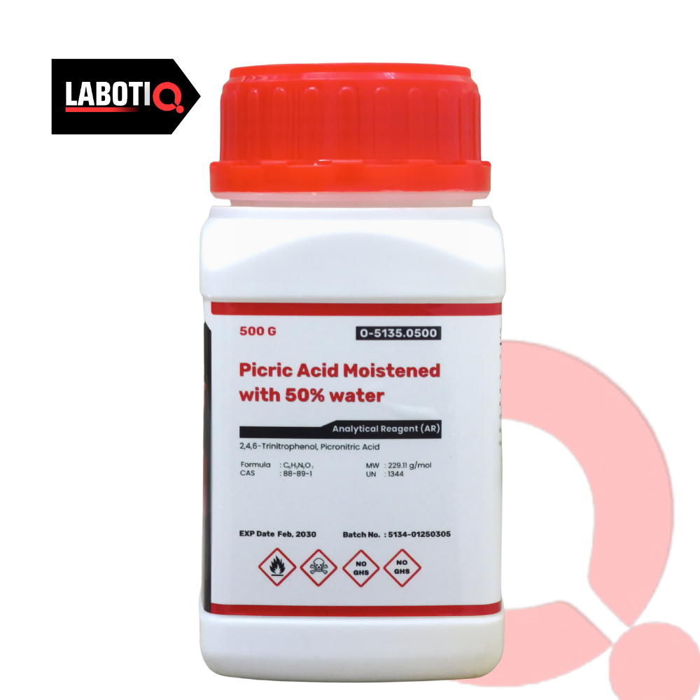 Picric Acid Moistened with 50% water AR 500 gr – LABOTIQ